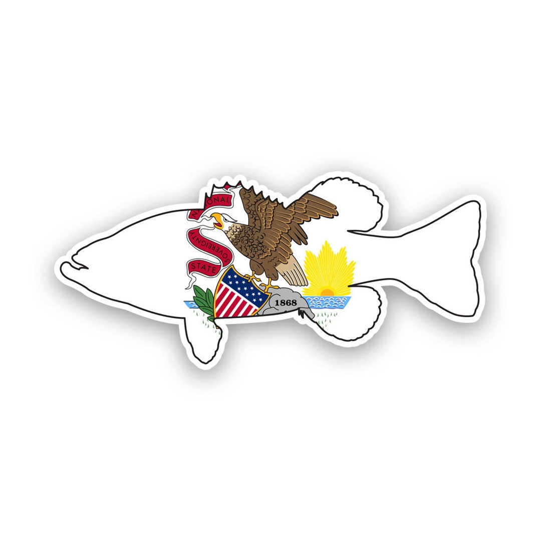 Illinois Bass Flag Sticker - Decal - American Made - UV Protected ...