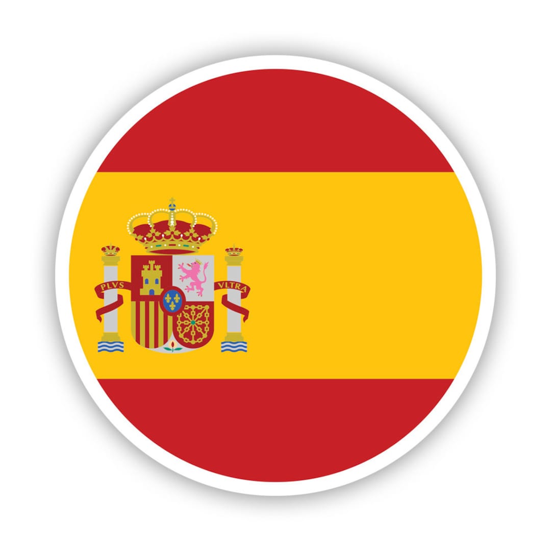 Round Spanish Flag Sticker Decal American Made UV Protected Spain ...