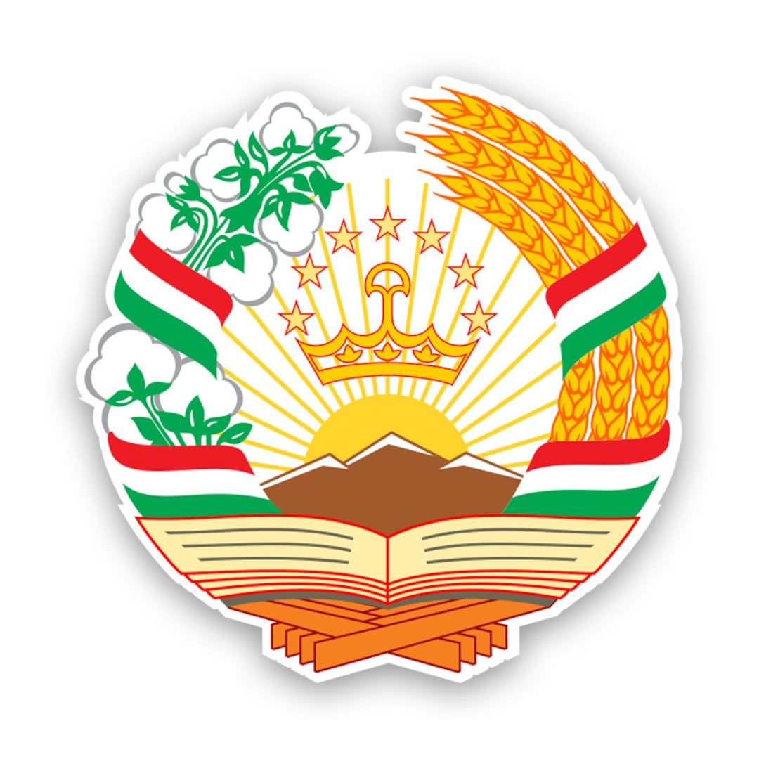 Tajik Emblem Sticker - Decal - American Made - UV Protected Tajikistan ...