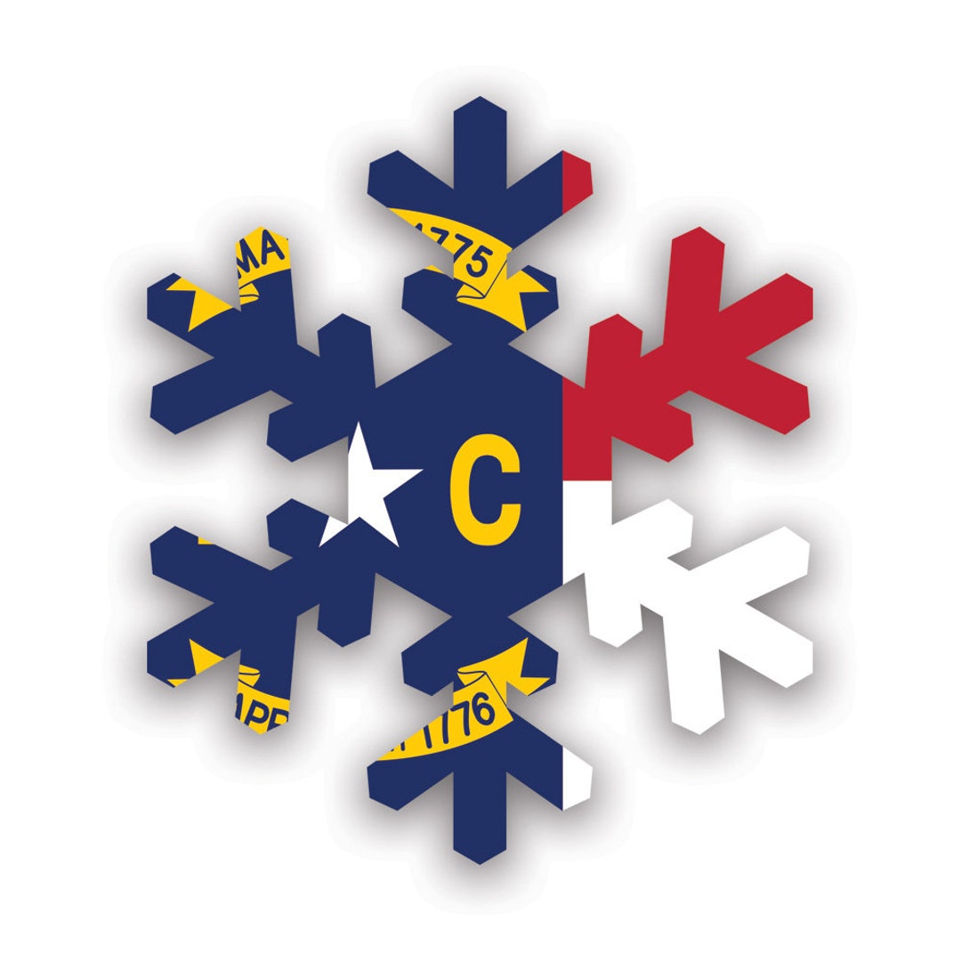 North Carolina Snowflake Sticker - Decal - American Made - UV Protected ...