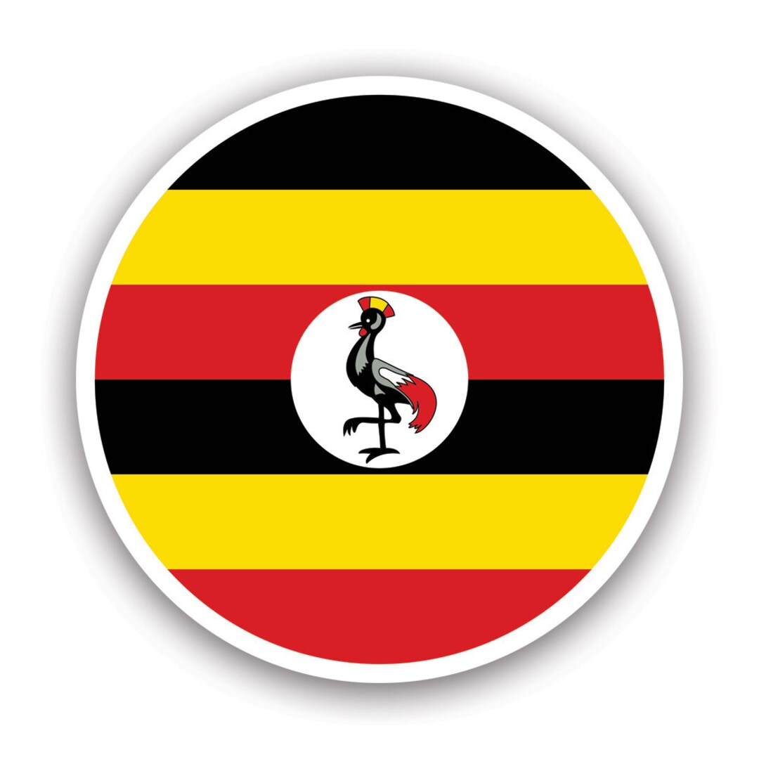 Round Ugandan Flag Sticker Decal American Made UV Protected Uganda Uga ...