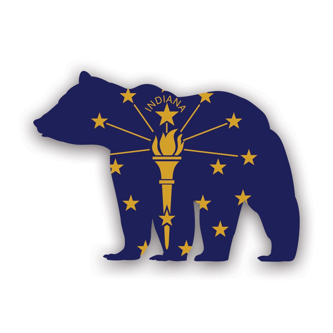 Indiana Bear Flag Sticker - Decal - American Made - UV Protected ...