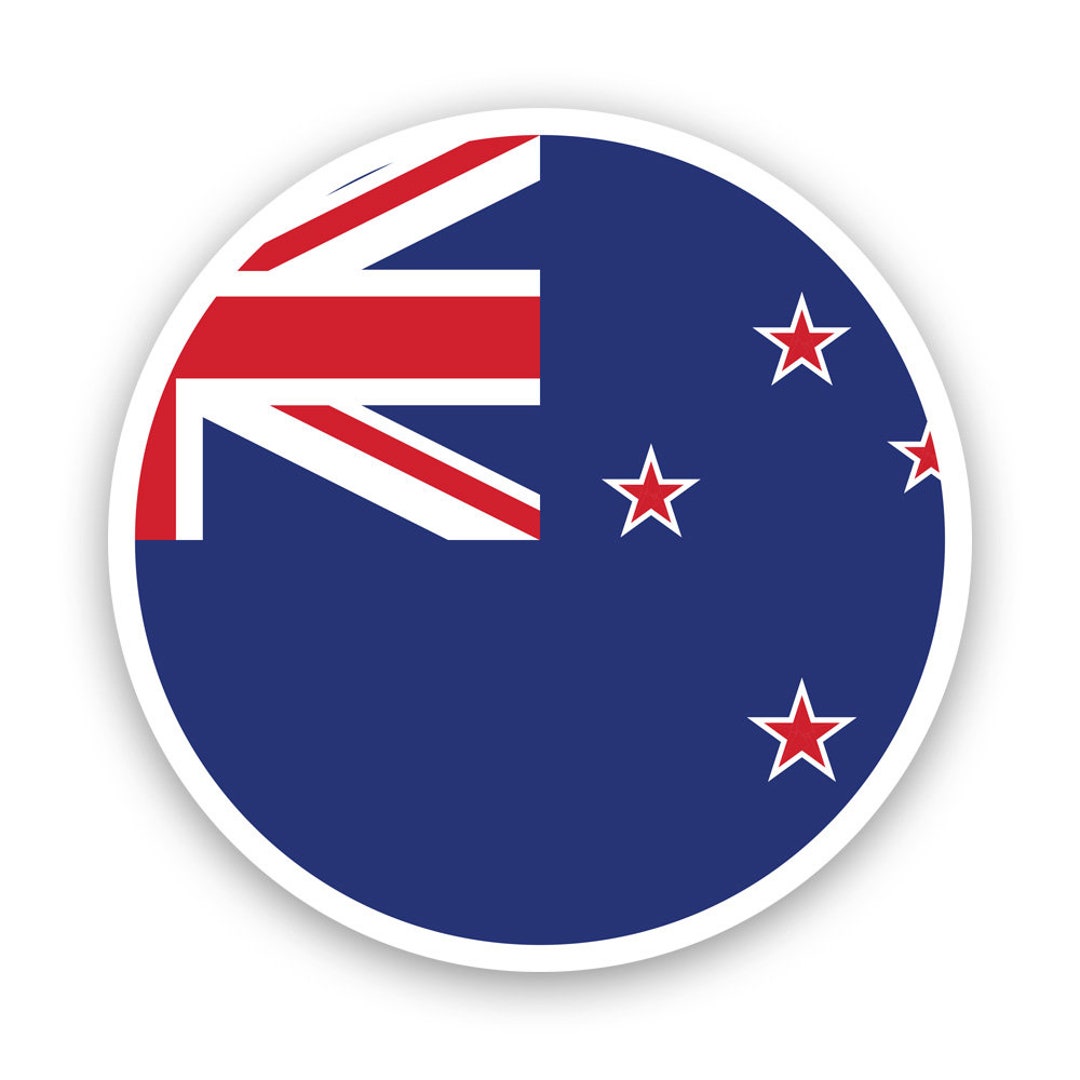 Round New Zealand Flag Sticker Decal American Made UV Protected Kiwi ...