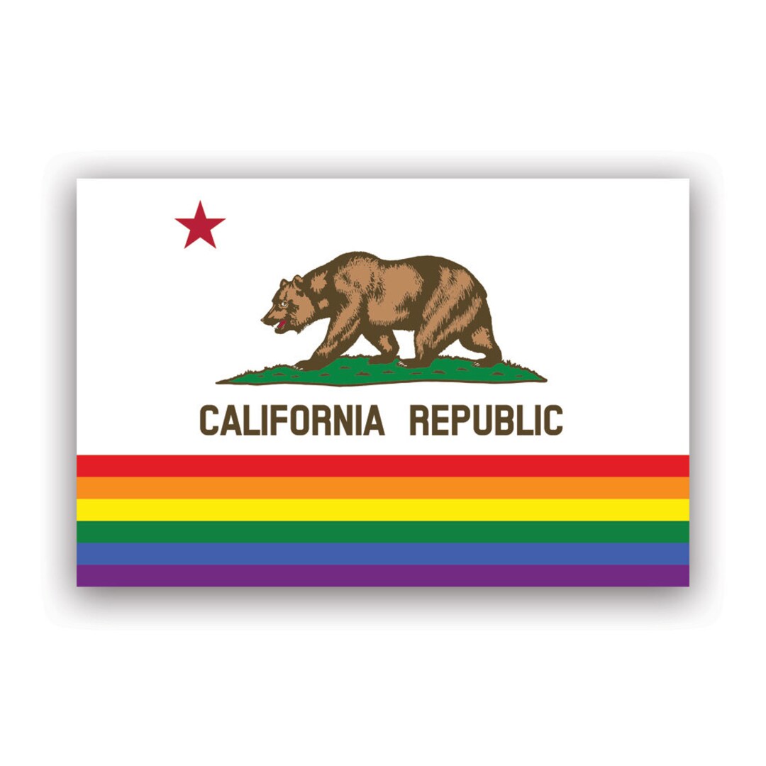 Rainbow California Gay Pride Flag Sticker - Decal - American Made - UV ...