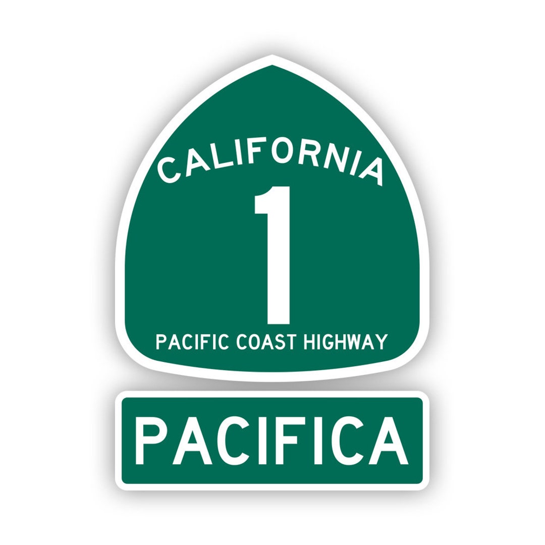 PCH 1 Pacifica Sign Sticker Decal American Made UV Protected Pch1 Pacific Coast Highway Shield ...