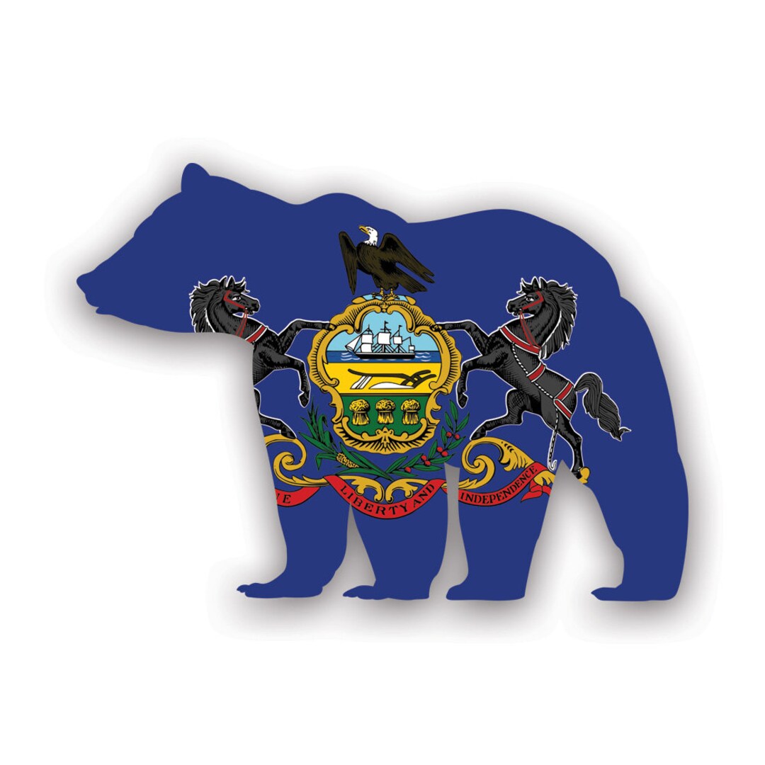 Pennsylvania Bear Flag Sticker - Decal - American Made - UV Protected ...