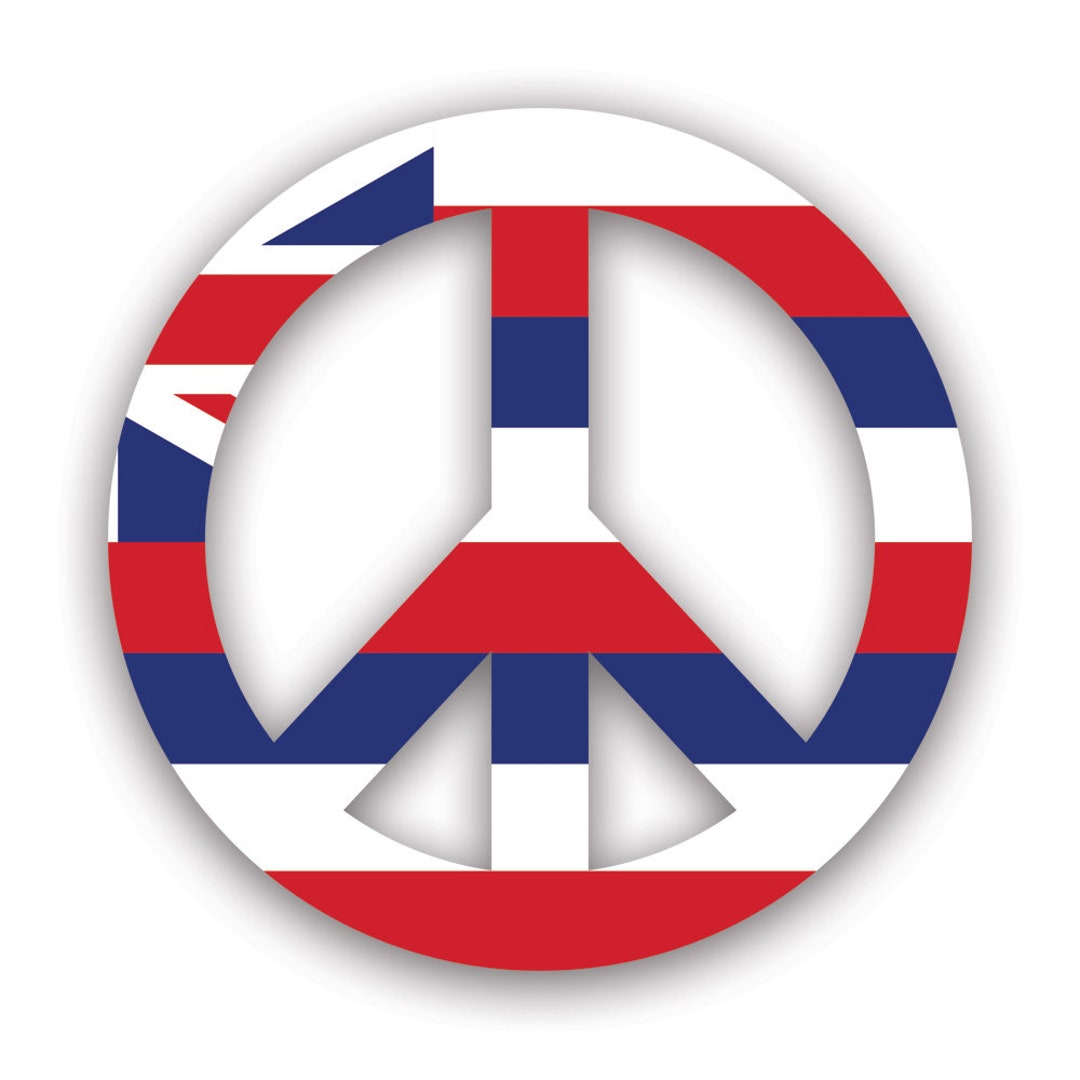 Hawaii Flag Peace Symbol Sticker - Decal - American Made - UV Protected ...
