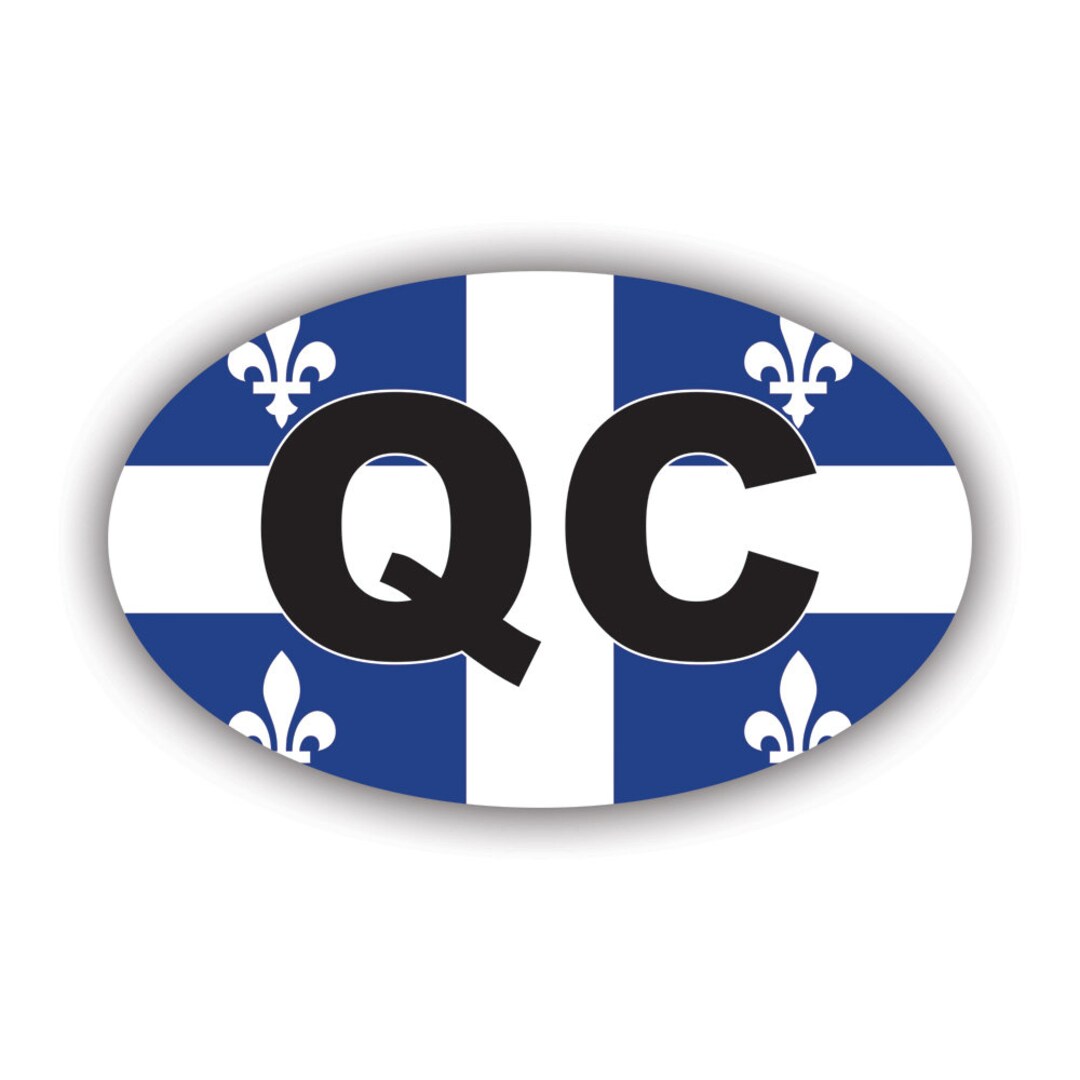 Oval QC Quebec Flag Sticker Decal American Made UV Protected Euro Oval ...