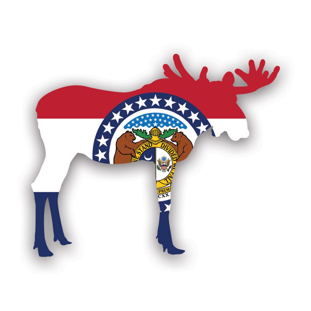 Missouri Moose Shaped Flag Sticker Decal American Made UV Protected Mo ...