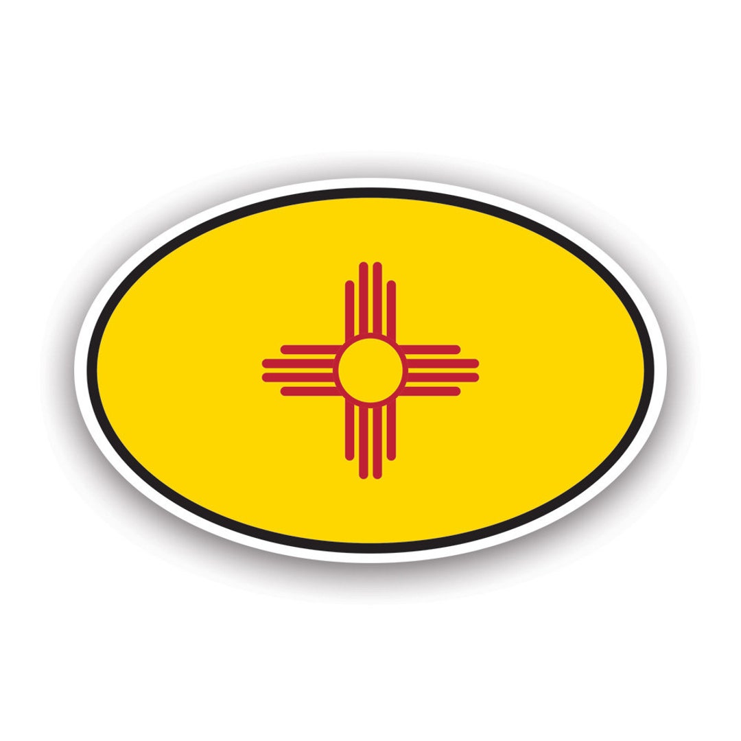 New Mexico Flag Oval Sticker - Decal - American Made - UV Protected V4 ...