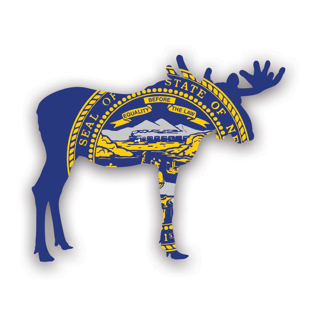 Nebraska Moose Shaped Flag Sticker - Decal - American Made - UV ...