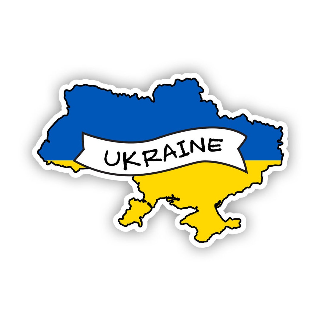 Ukrainian Shaped Ukraine Flag Sticker Decal American Made UV Protected ...