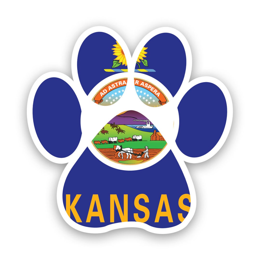 Kansas State Paw Print Shaped Sticker - Decal - American Made - UV ...