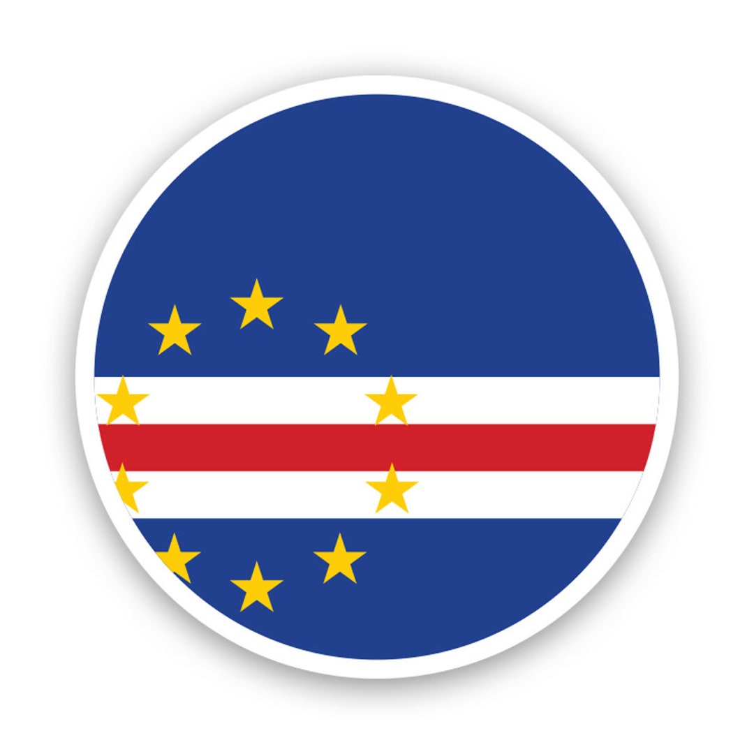 Round Cape Verdean Flag Sticker - Decal - American Made - UV Protected ...