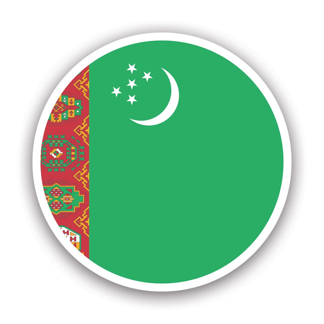 Round Turkmen Flag Sticker Decal American Made UV Protected ...
