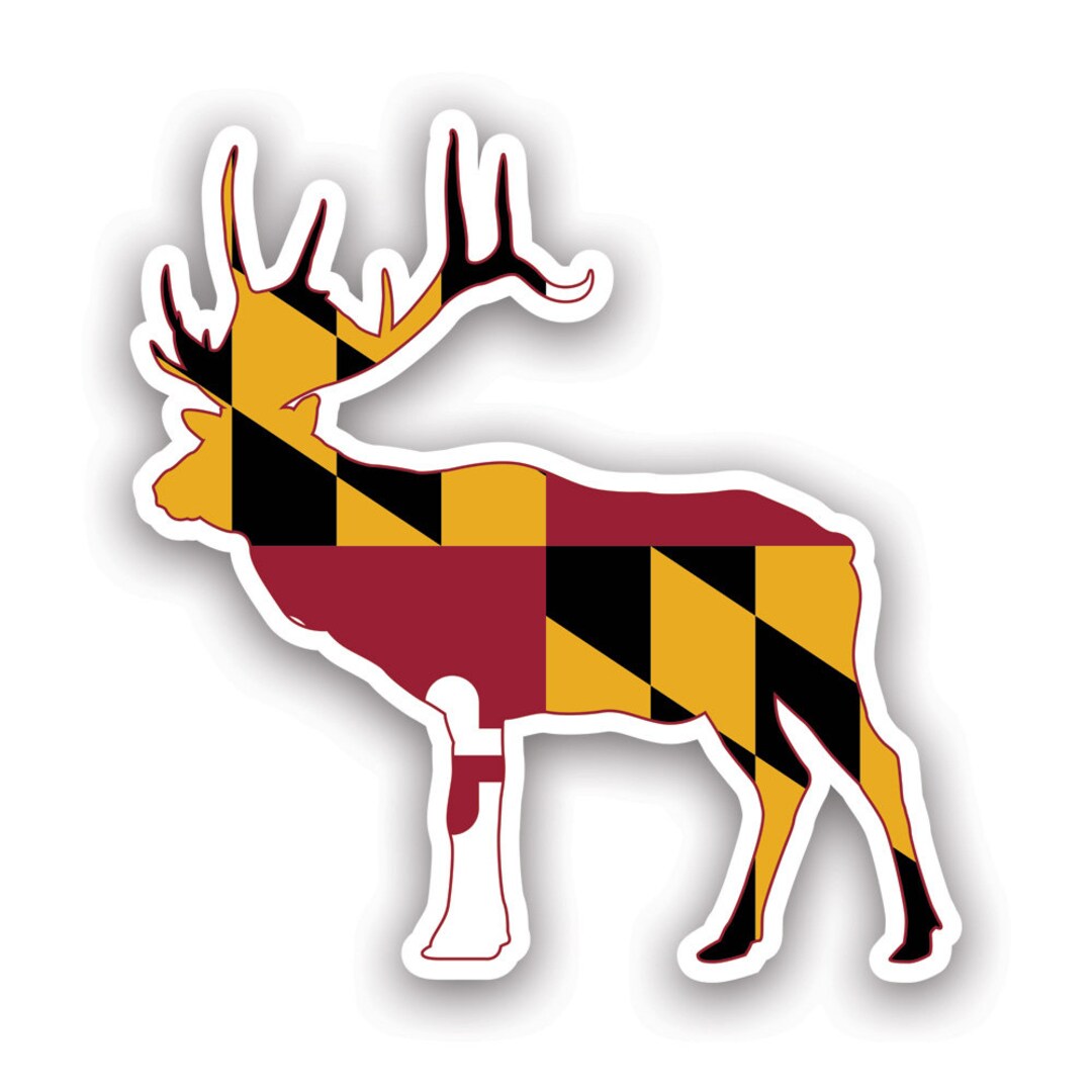 Maryland Deer Shaped Flag Sticker - Decal - American Made - UV ...