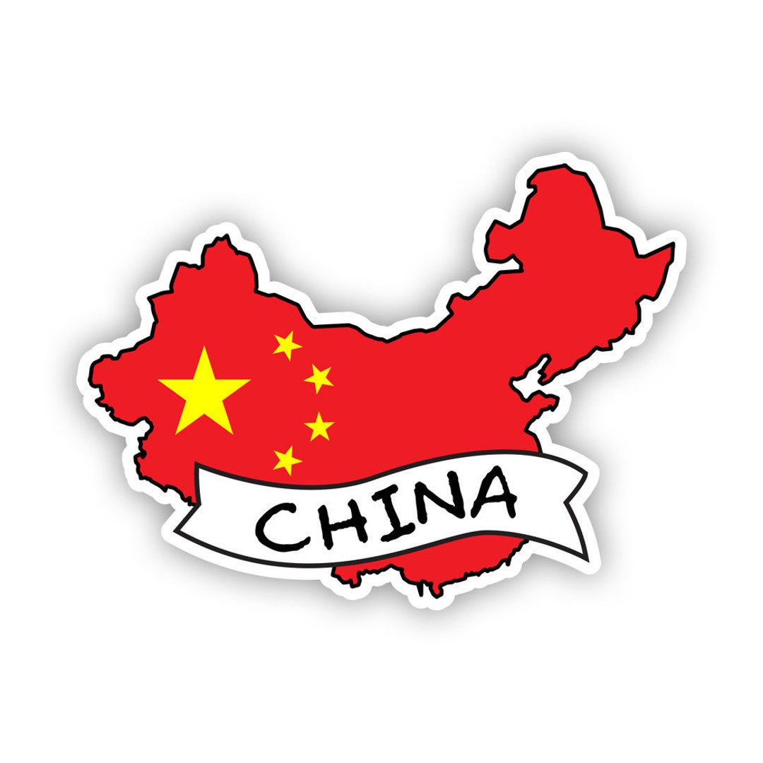 Chinese Shaped China Flag Sticker - Decal - American Made - UV ...
