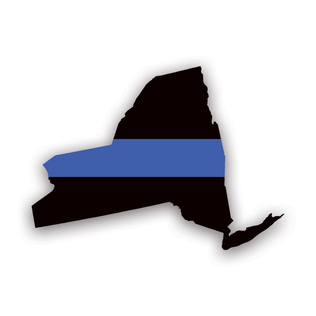 New York State Shaped the Thin Blue Line Sticker - Decal - American ...