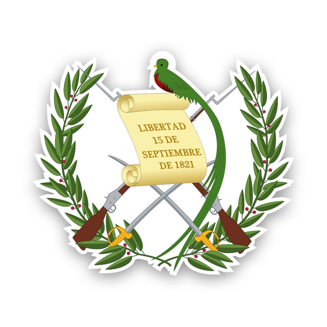Guatemalan Coat of Arms Sticker - Decal - American Made - UV Protected ...