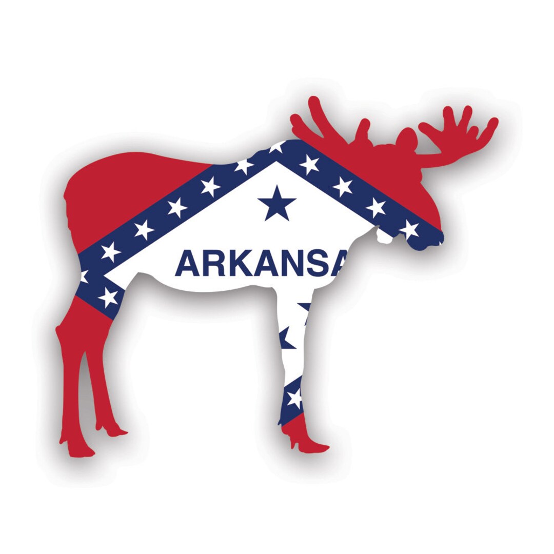 Arkansas Moose Shaped Flag Sticker Decal American Made UV Protected Ar ...