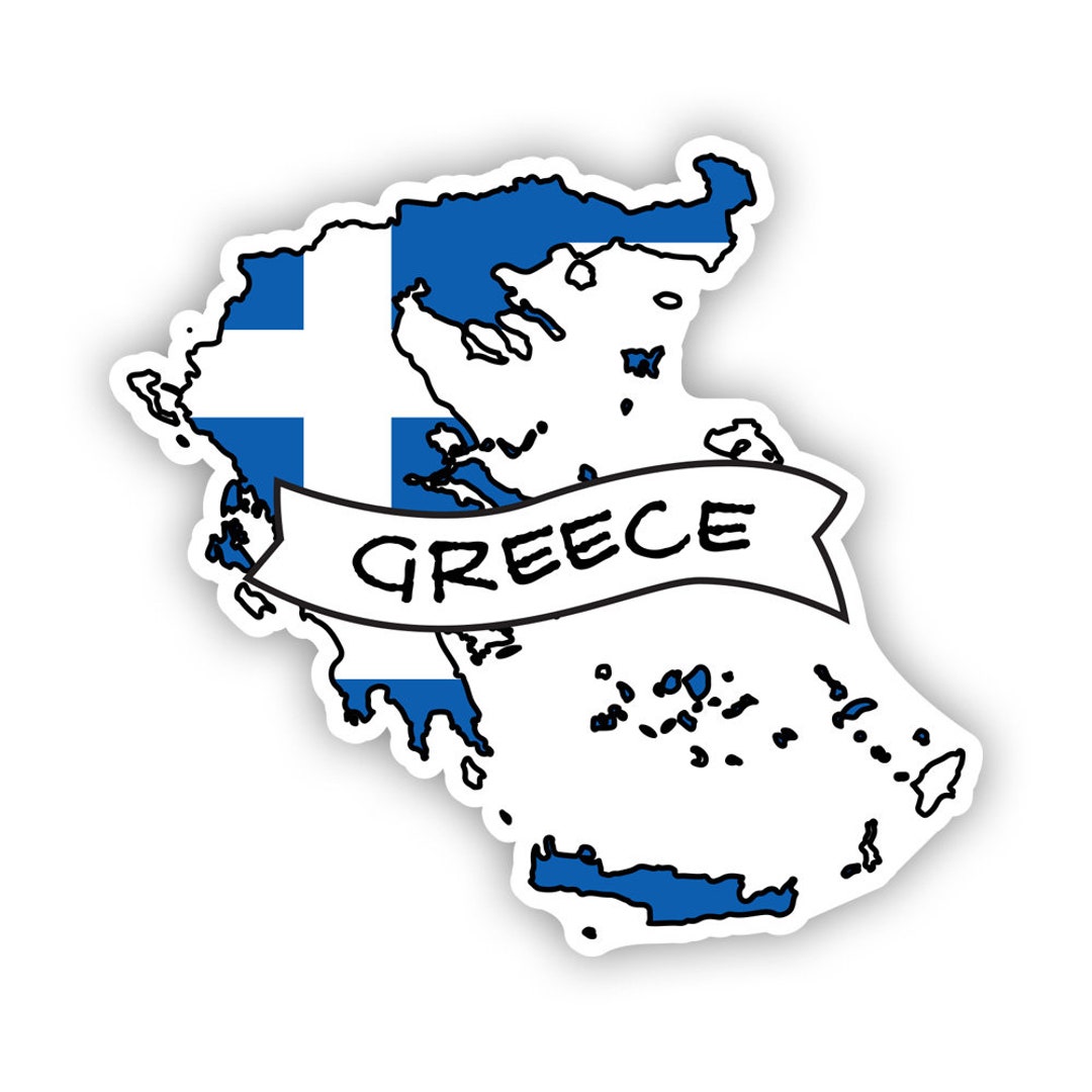 Greek Shaped Greece Flag Sticker Decal American Made UV Protected ...