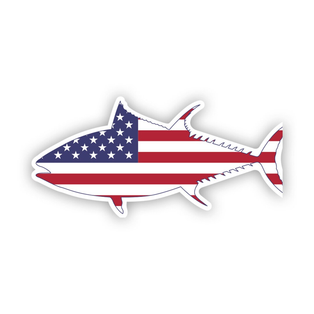 American Tuna Flag Sticker - Decal - American Made - UV Protected ...