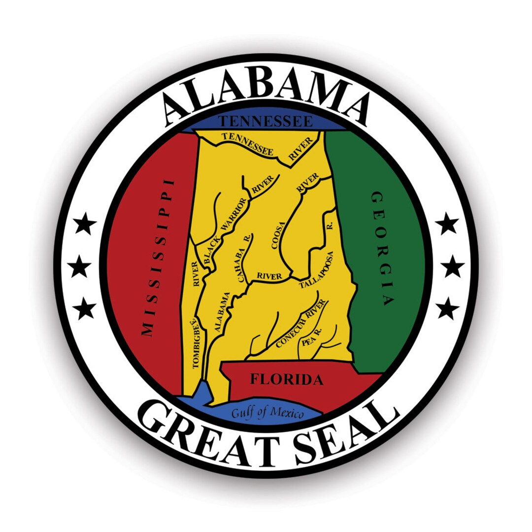 Alabama State Seal Sticker Decal American Made UV Protected State ...