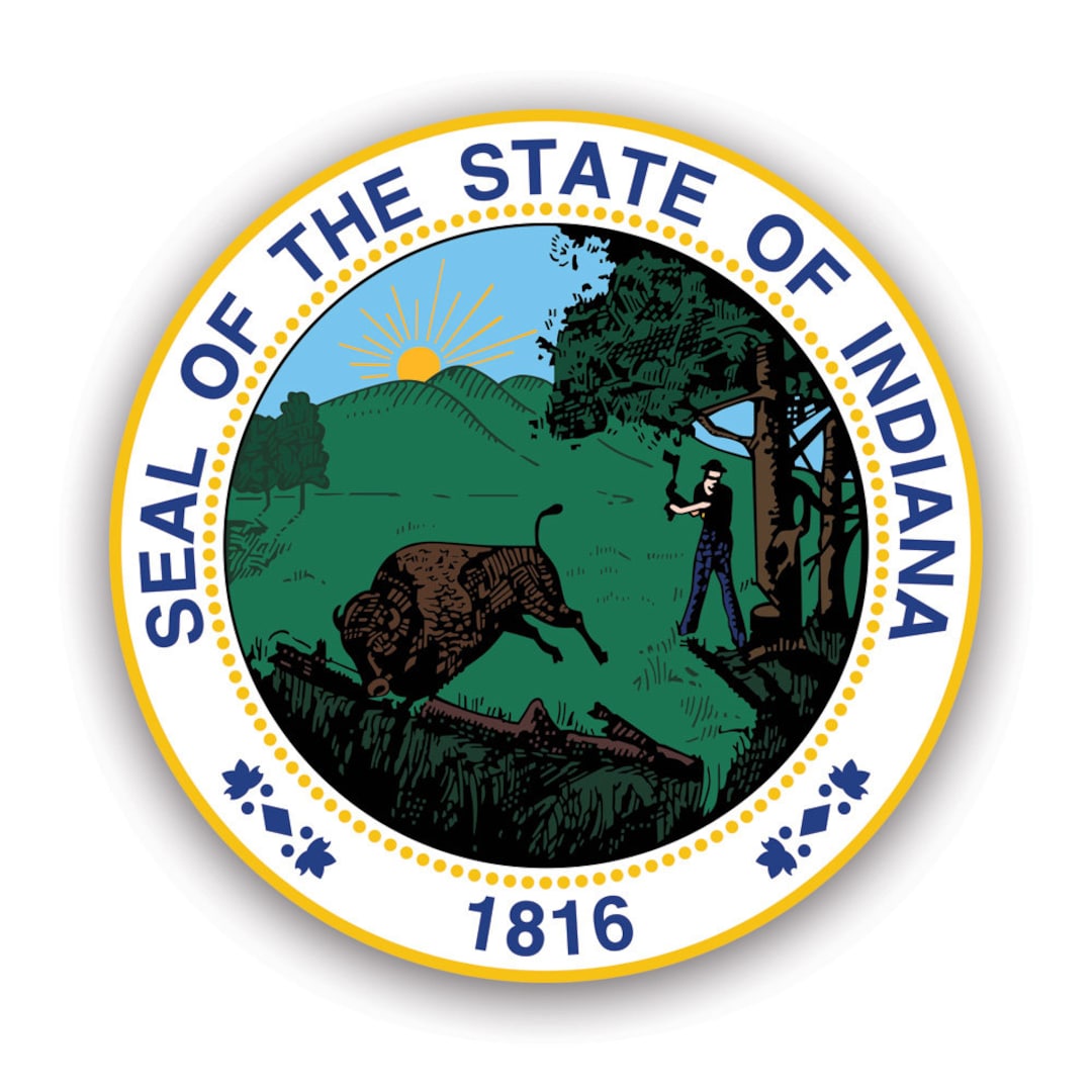 Indiana State Seal Sticker Decal American Made UV Protected Hoosier ...