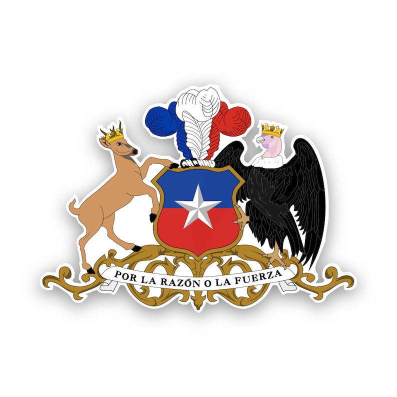 Chilean Coat of Arms Sticker - Decal - American Made - UV Protected ...