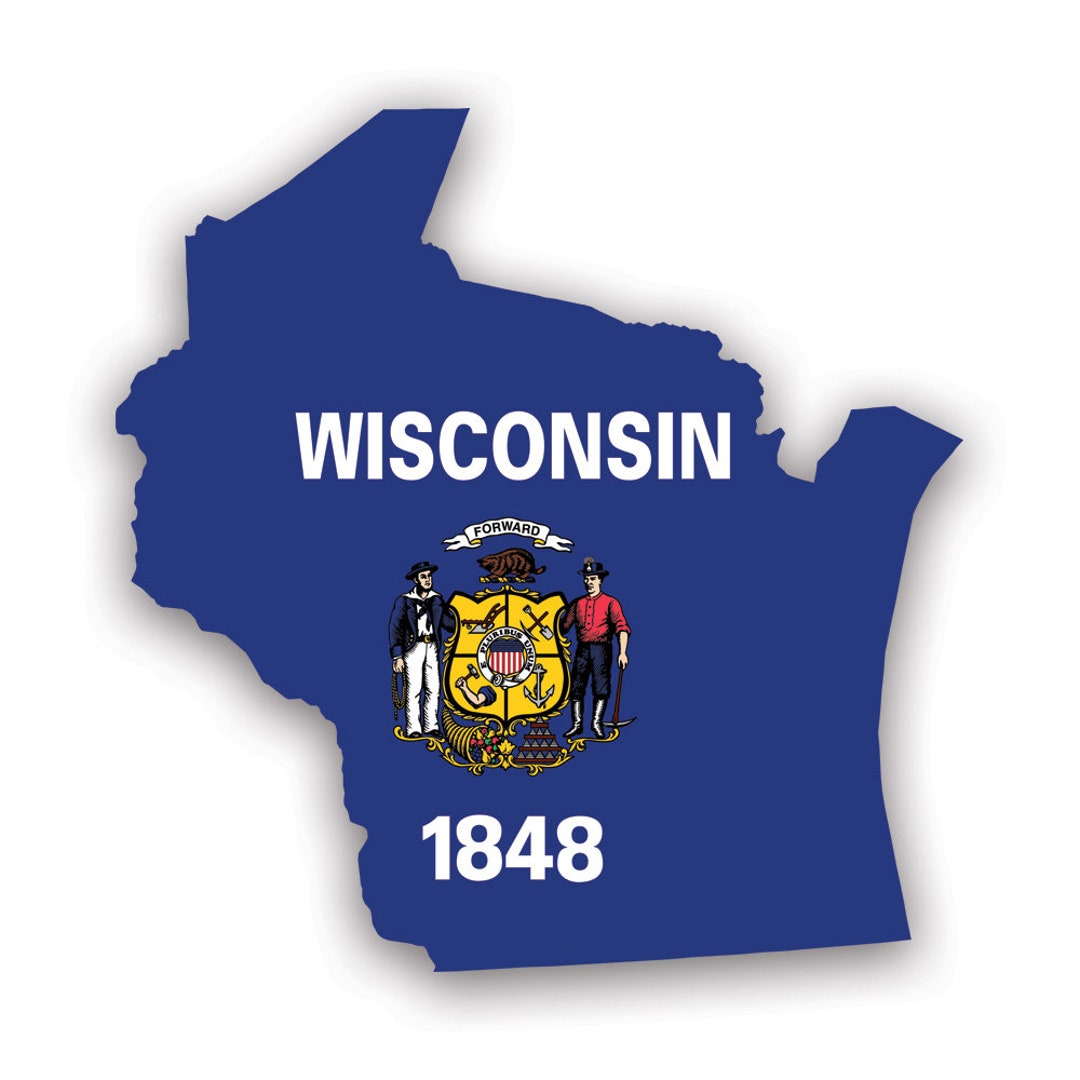Wisconsin State Shaped Flag Sticker - Decal - American Made - UV ...