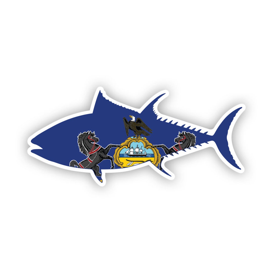 Pennsylvania Tuna Flag Sticker Decal American Made UV Protected Bluefin ...