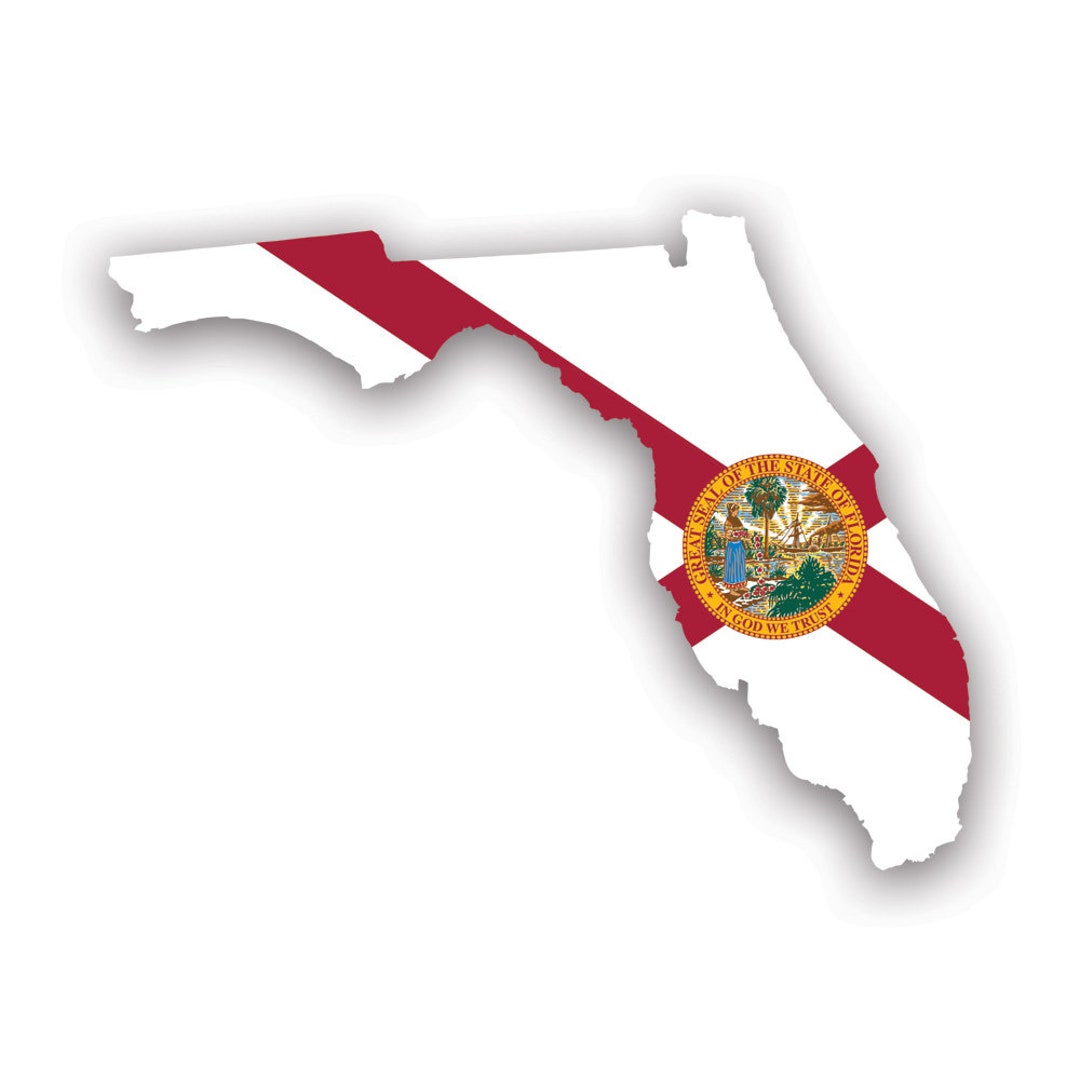 Florida State Shaped Flag Sticker - Decal - American Made - UV ...