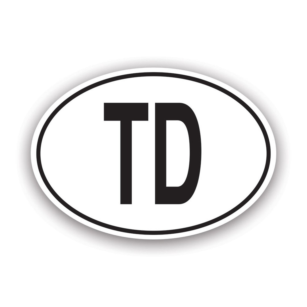 TD Chad Country Code Oval Sticker - Decal - American Made - UV ...