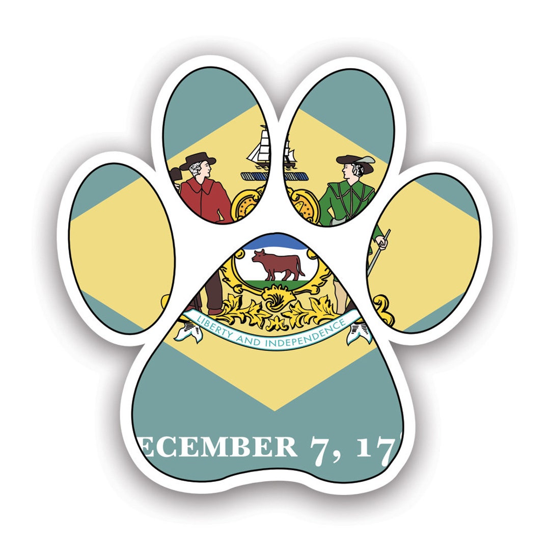 Delaware State Paw Print Shaped Sticker - Decal - American Made - UV ...