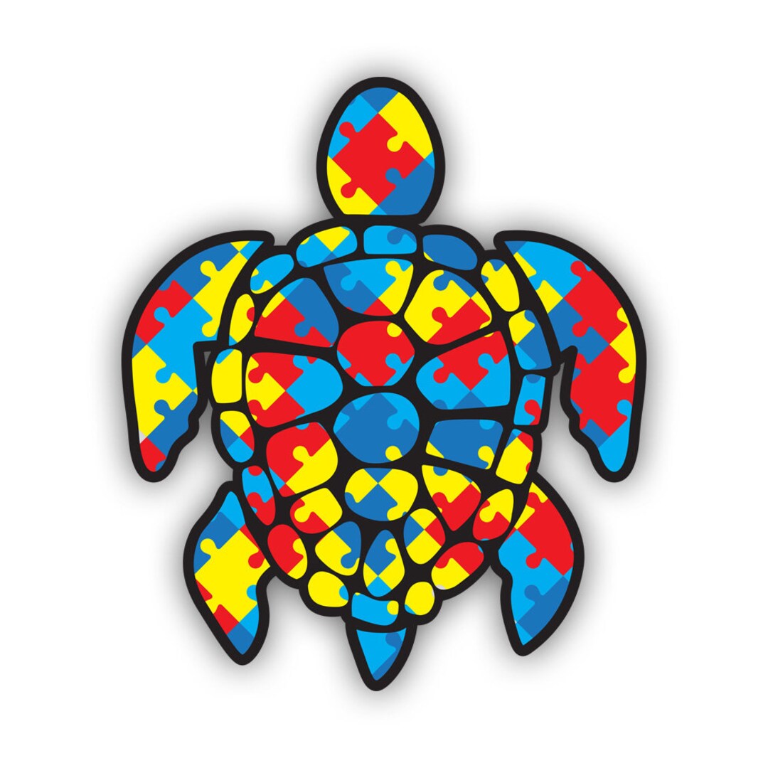 Autism Puzzle Sea Turtle Sticker - Decal - American Made - UV Protected ...