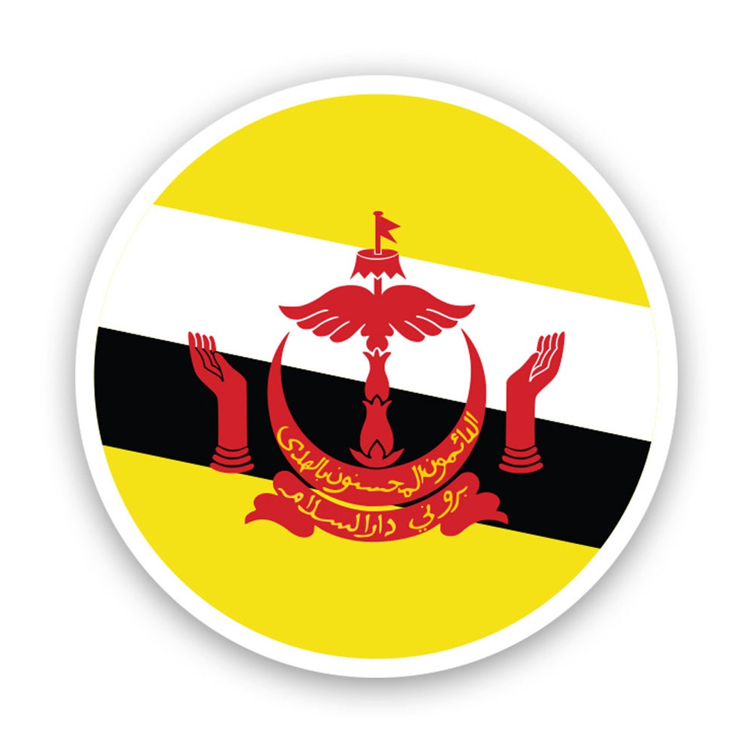 Round Bruneian Flag Sticker - Decal - American Made - UV Protected ...