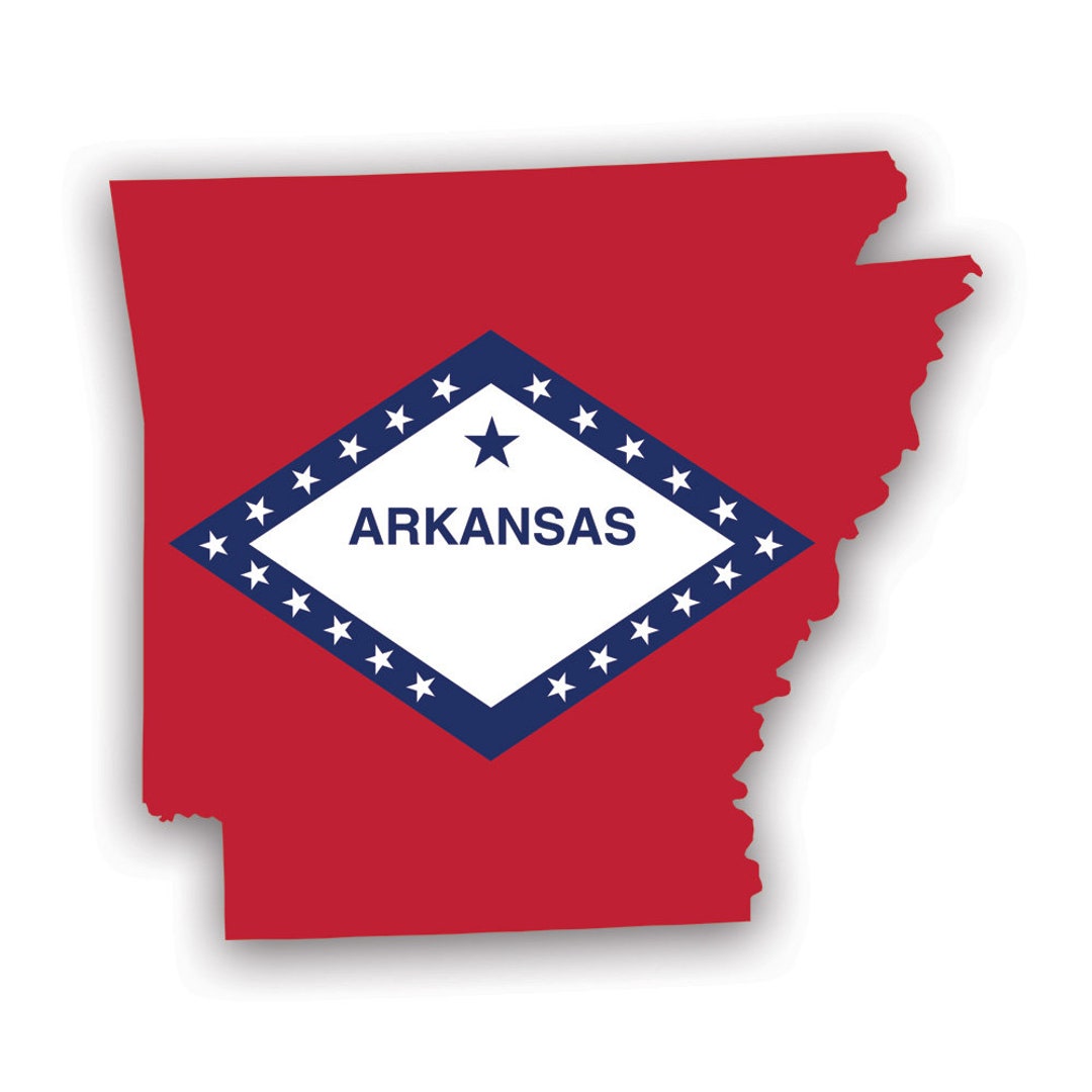 Arkansas State Shaped Flag Sticker Decal American Made UV Protected Ar ...