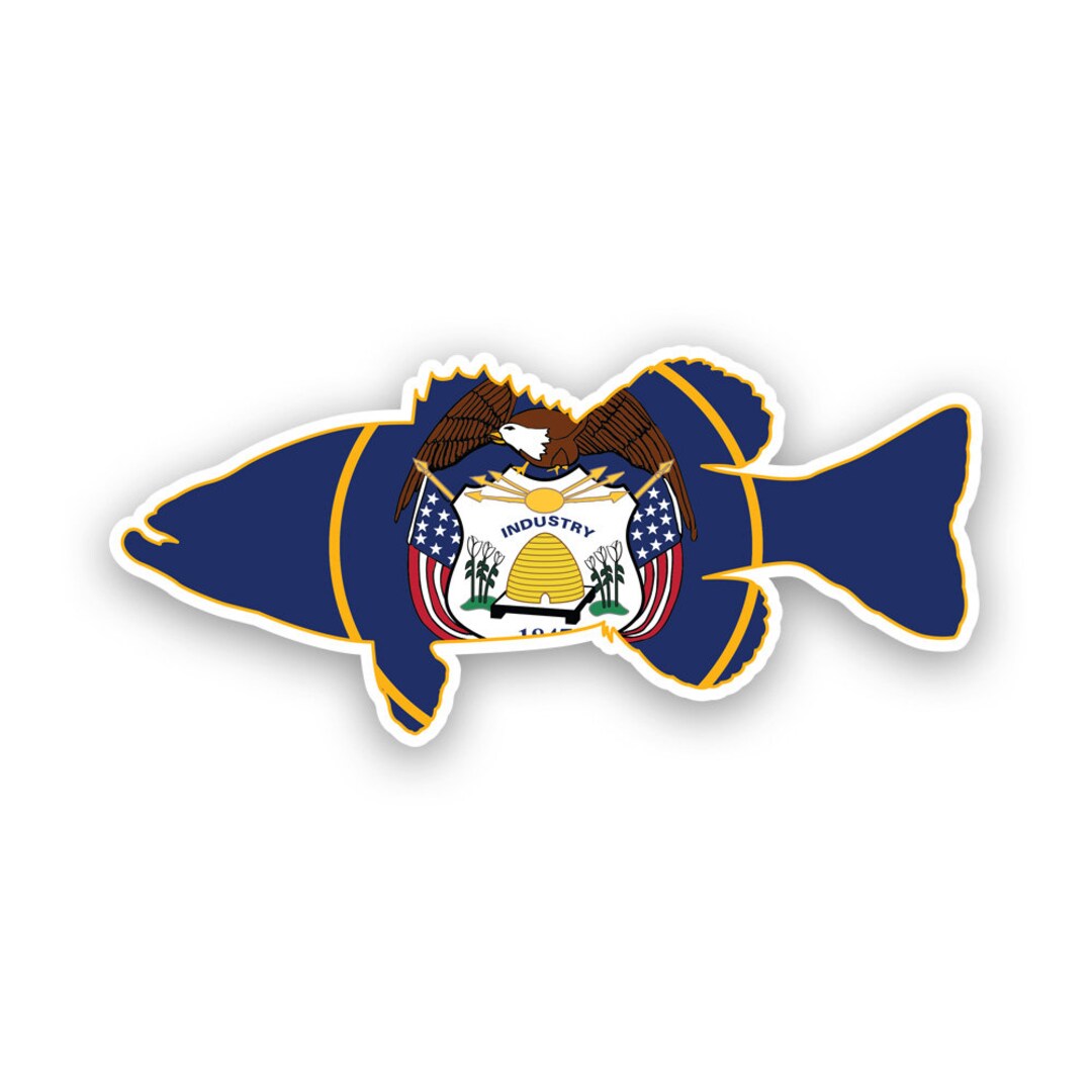 Utah Bass Flag Sticker Decal American Made UV Protected Largemouth ...