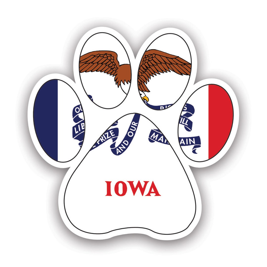 Iowa State Paw Print Shaped Sticker Decal American Made UV Protected ...