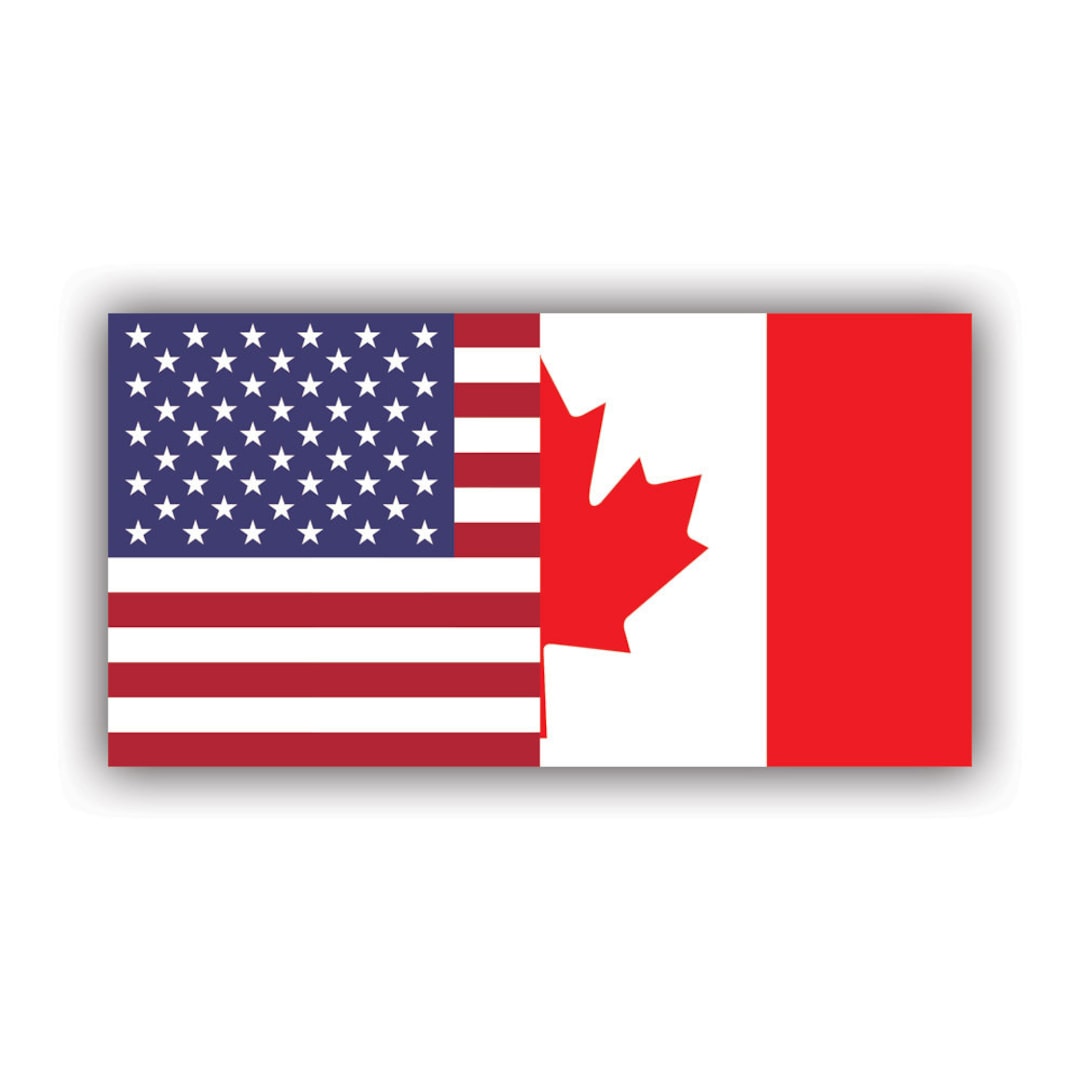 Half American Half Canadian Flag Sticker - Decal - American Made - UV ...