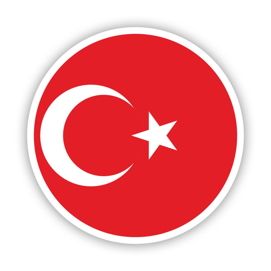 Round Turkish Flag Sticker - Decal - American Made - UV Protected ...