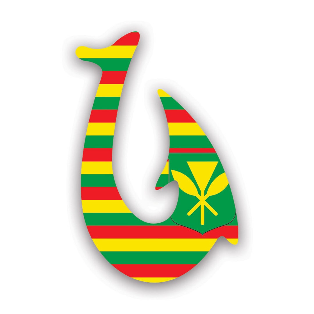 Kanaka Maoli Flag Fish Hook Sticker - Decal - American Made - UV ...