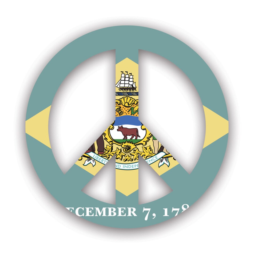 Delaware Flag Peace Symbol Sticker - Decal - American Made - UV ...