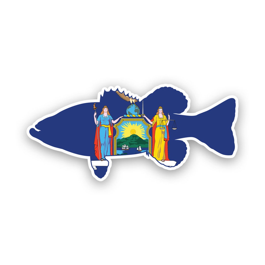 New York Bass Flag Sticker - Decal - American Made - UV Protected ...