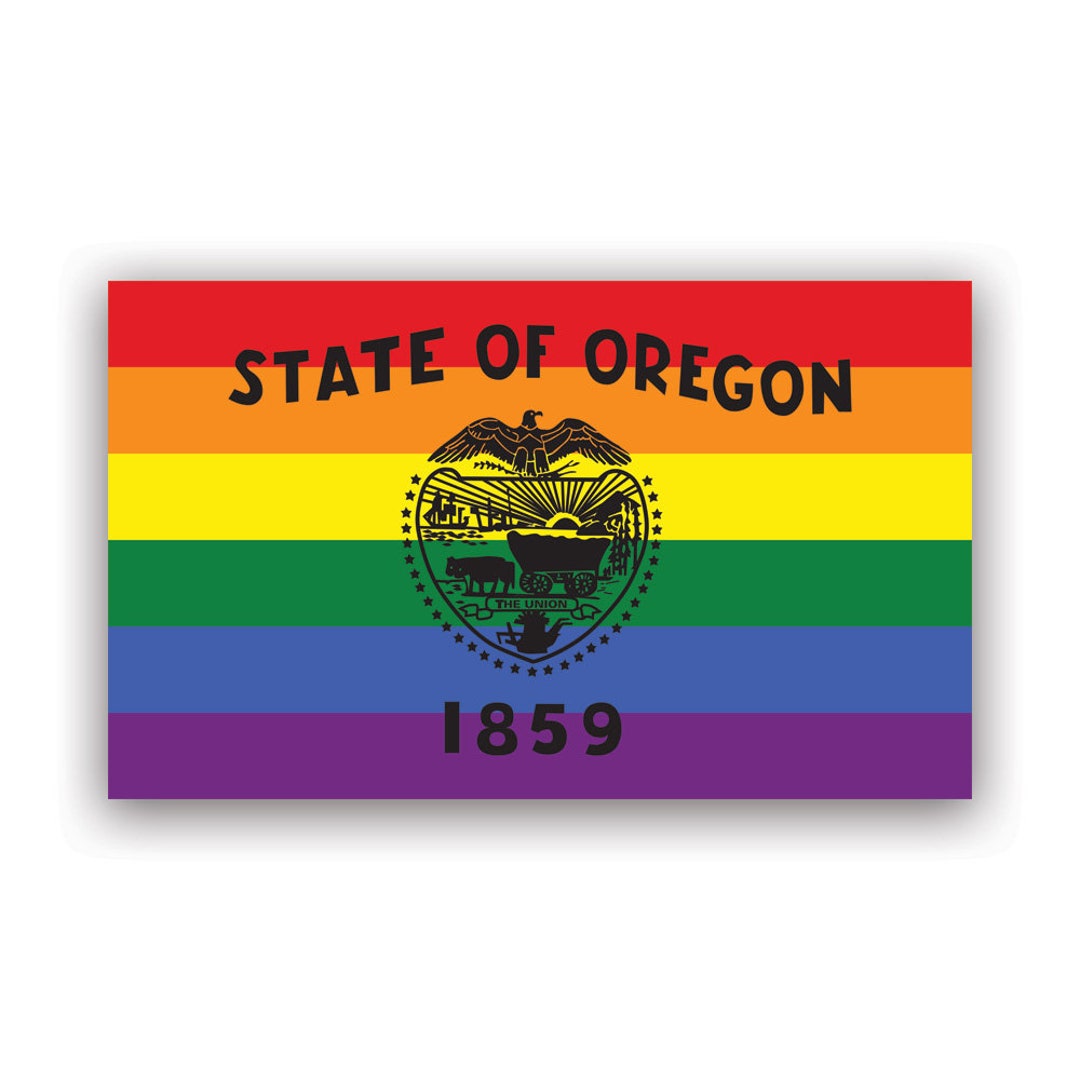 Rainbow Oregon Gay Pride Flag Sticker Decal American Made UV Protected ...