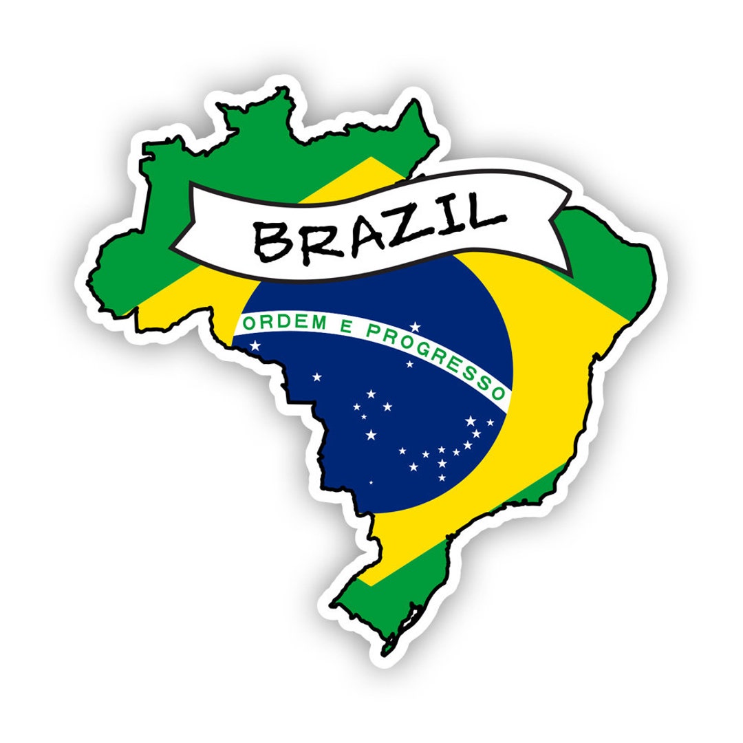 Brazilian Shaped Brazil Flag Sticker Decal American Made UV Protected ...