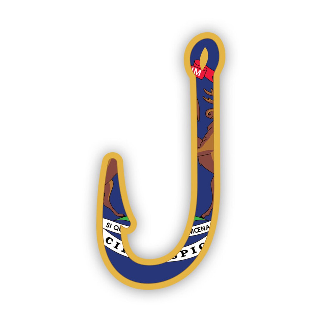 Michigan Fish Hook Sticker Decal American Made UV Protected Flag ...