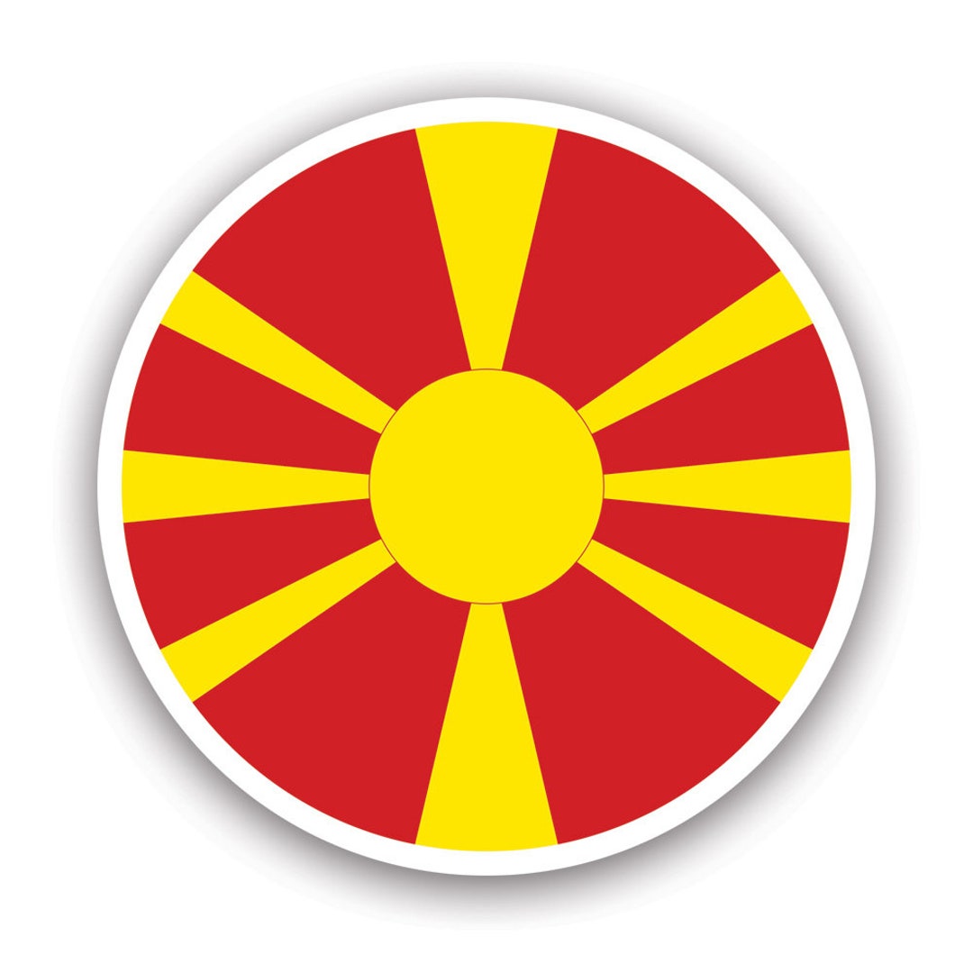 Round Macedonian Flag Sticker - Decal - American Made - UV Protected ...