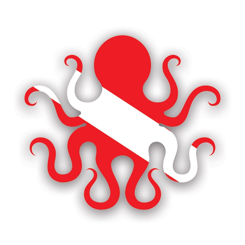 Octopus Shaped Scuba Flag Sticker Decal American Made UV - Etsy