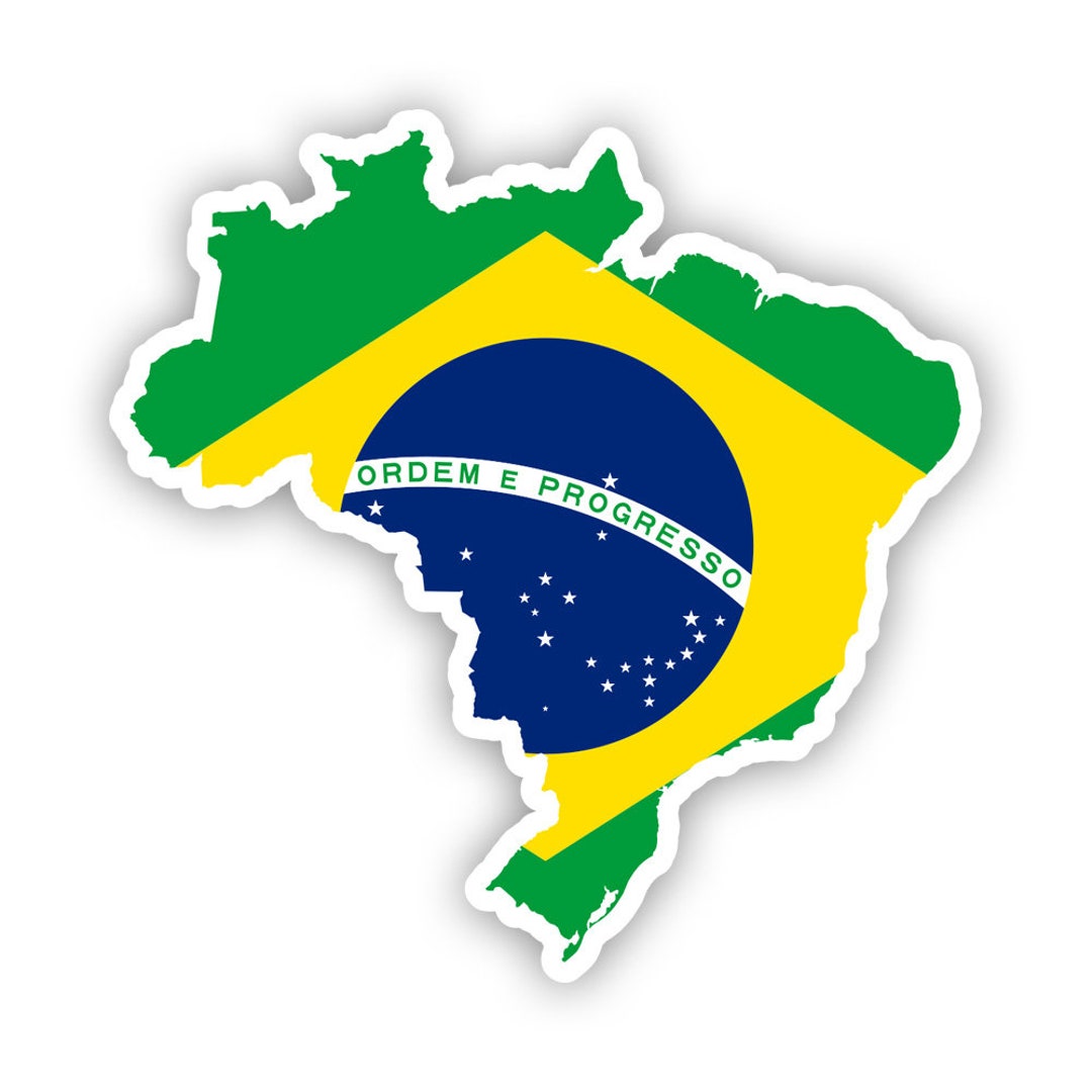 Brazilian Shaped Brazil Flag Sticker Decal American Made UV Protected ...